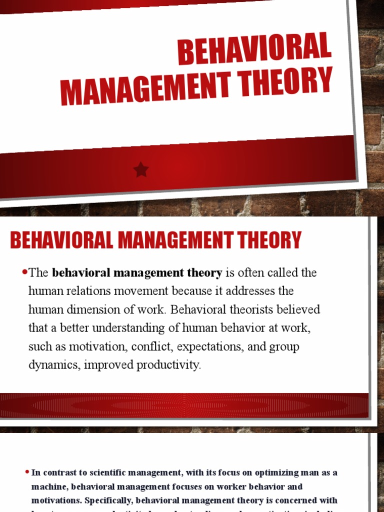 Behavioral Management Theory | PDF | Motivation | Motivational