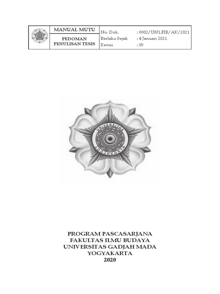 Pedoman Penulisan Tesis UGM | PDF