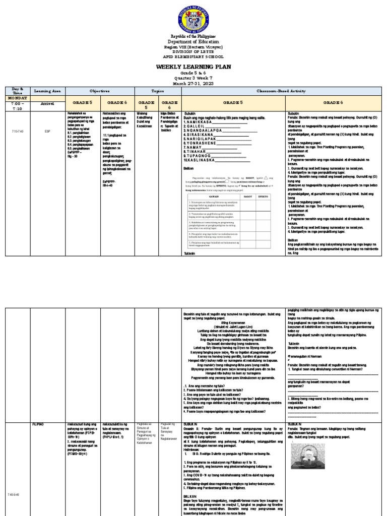 Q3 MG 5 AND 6 WLP Week 7 | PDF