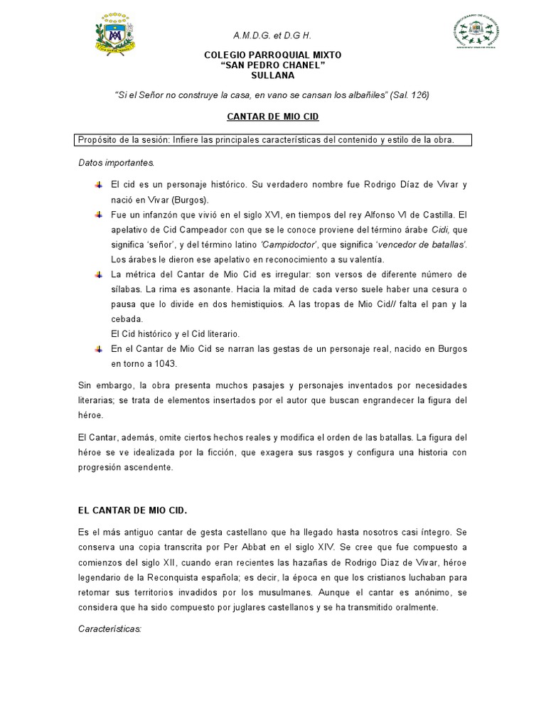Tema 6 Cantar de Mio Cid | PDF