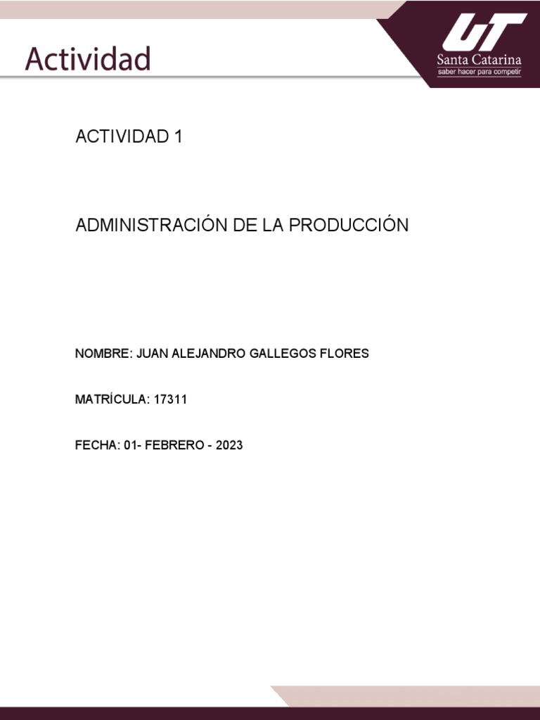 Act1 Ap JGF | PDF | Logística | Calidad (comercial)