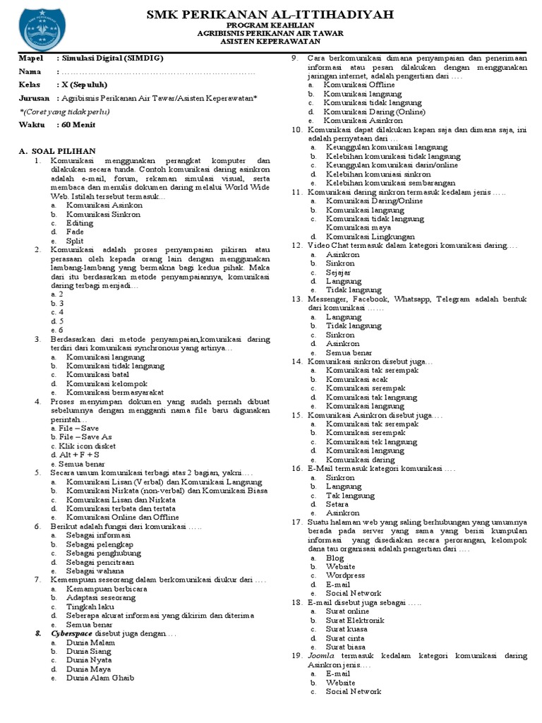 Soal Simdig Kelas X SMK | PDF