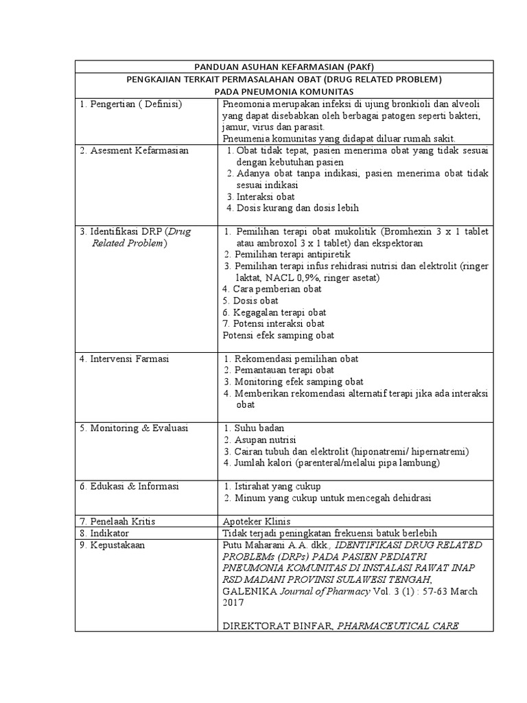 PANDUAN ASUHAN KEFARMASIAN - Pneumoni | PDF | Pengembangan Diri | Sains & Matematika