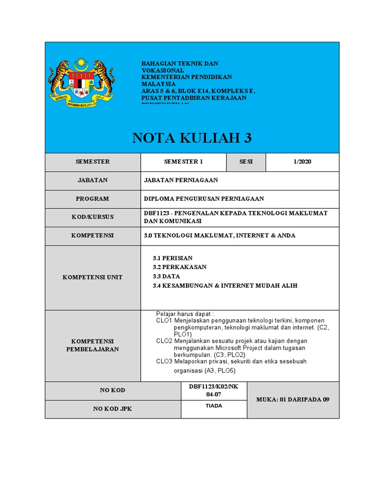 DBG1123 - Nota Unit 3 - 2020 | PDF
