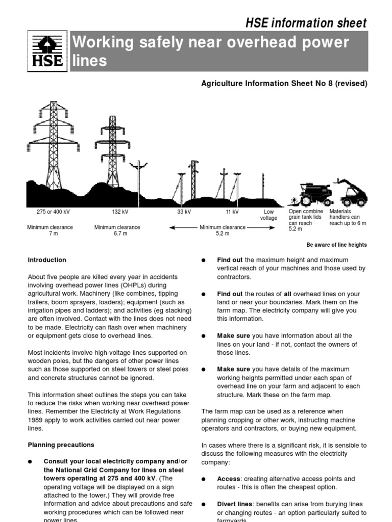 Lines Working Safely Near Overhead Power: HSE Information Sheet ...