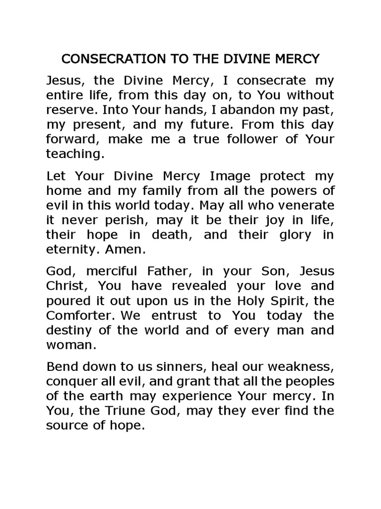 Consecration To The Divine Mercy | PDF | Mercy | Jesus