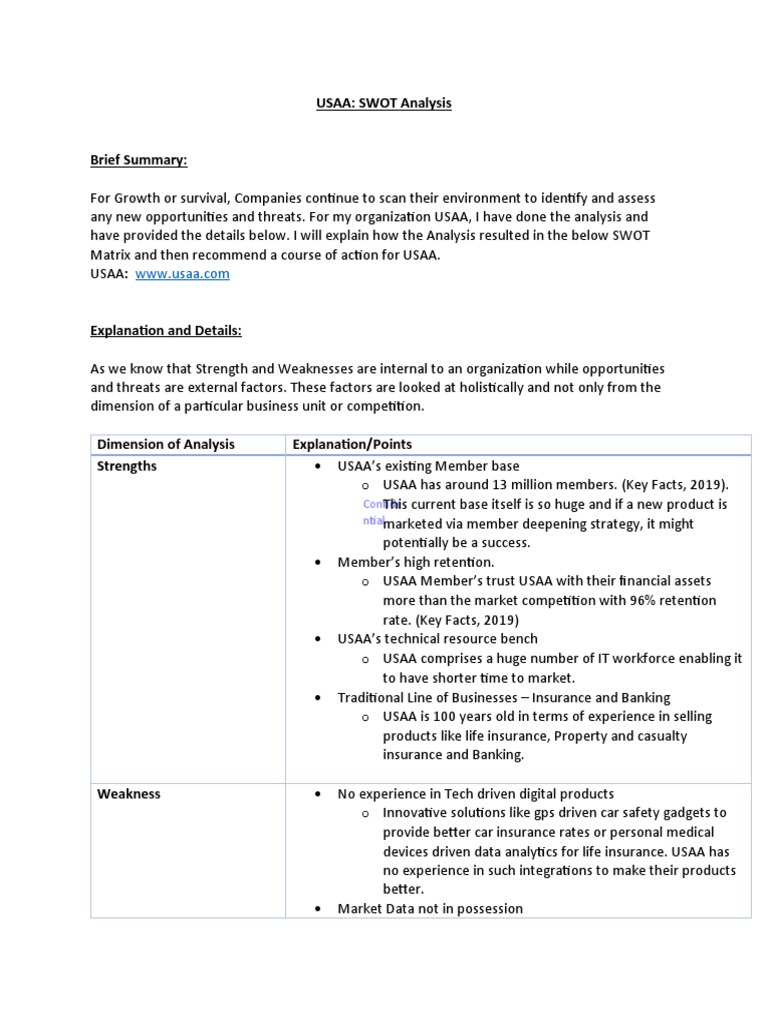 Swot Usaa | PDF | Swot Analysis | Economies