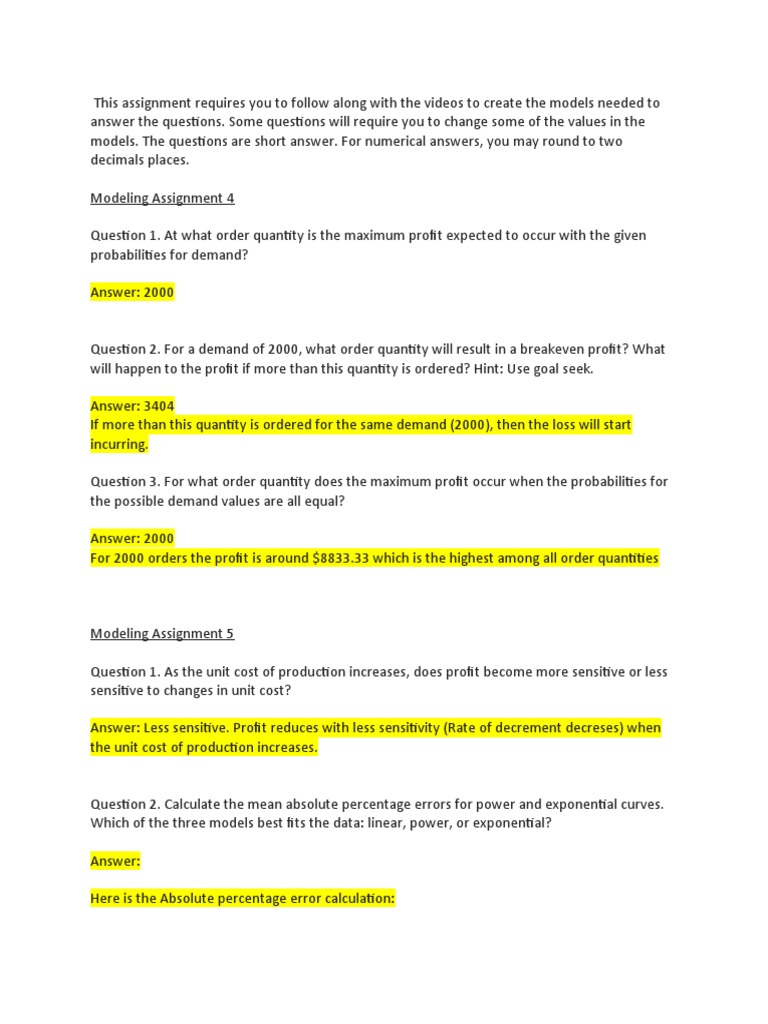 Excel Modeling Assignment Set 2. - Submission | PDF | Gross Margin | Demand
