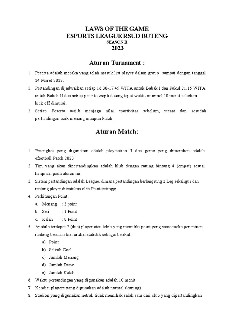 Aturan Turnamen | PDF