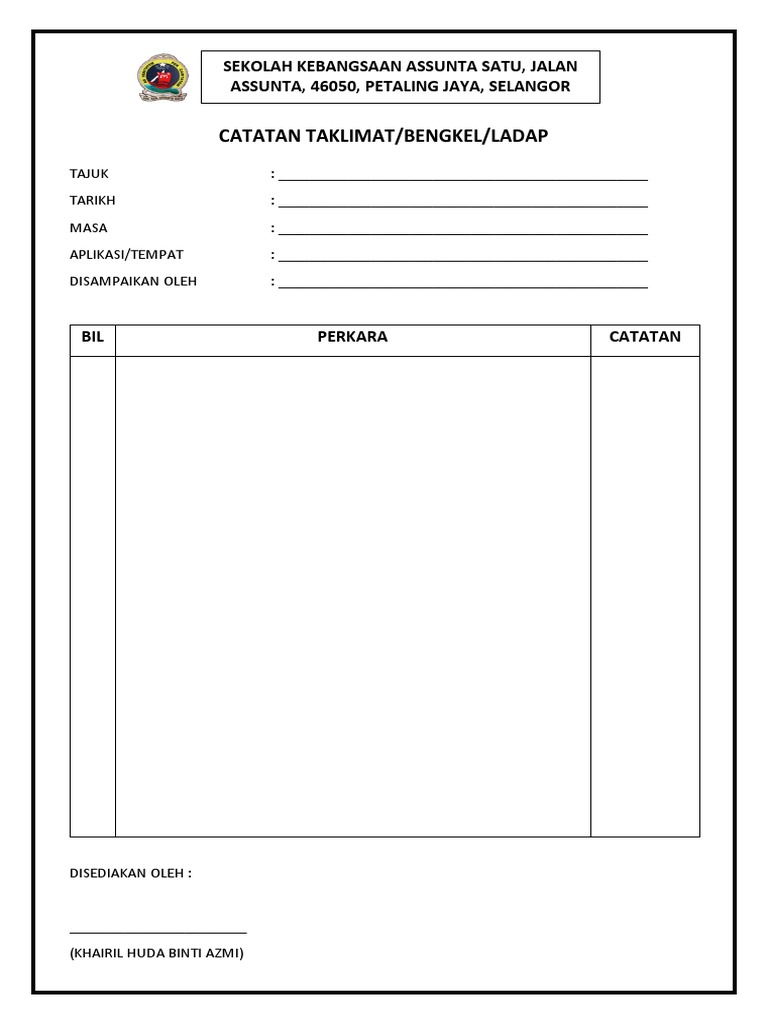 Catatan Taklimat | PDF