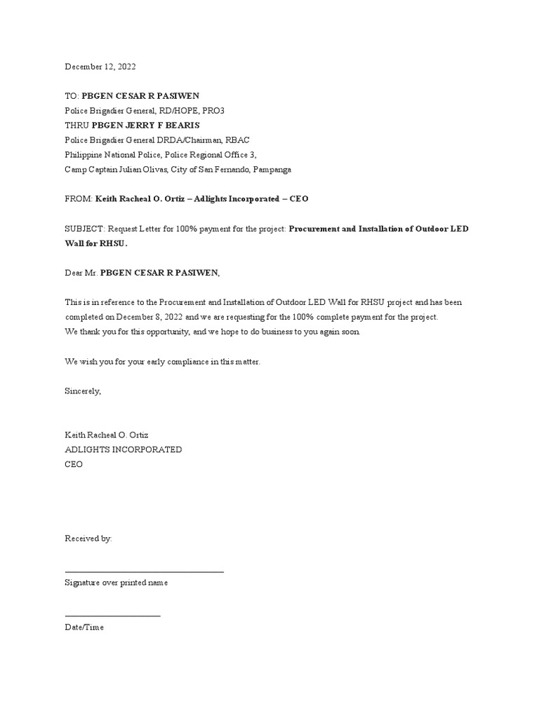 Request Payment PNP Led | PDF