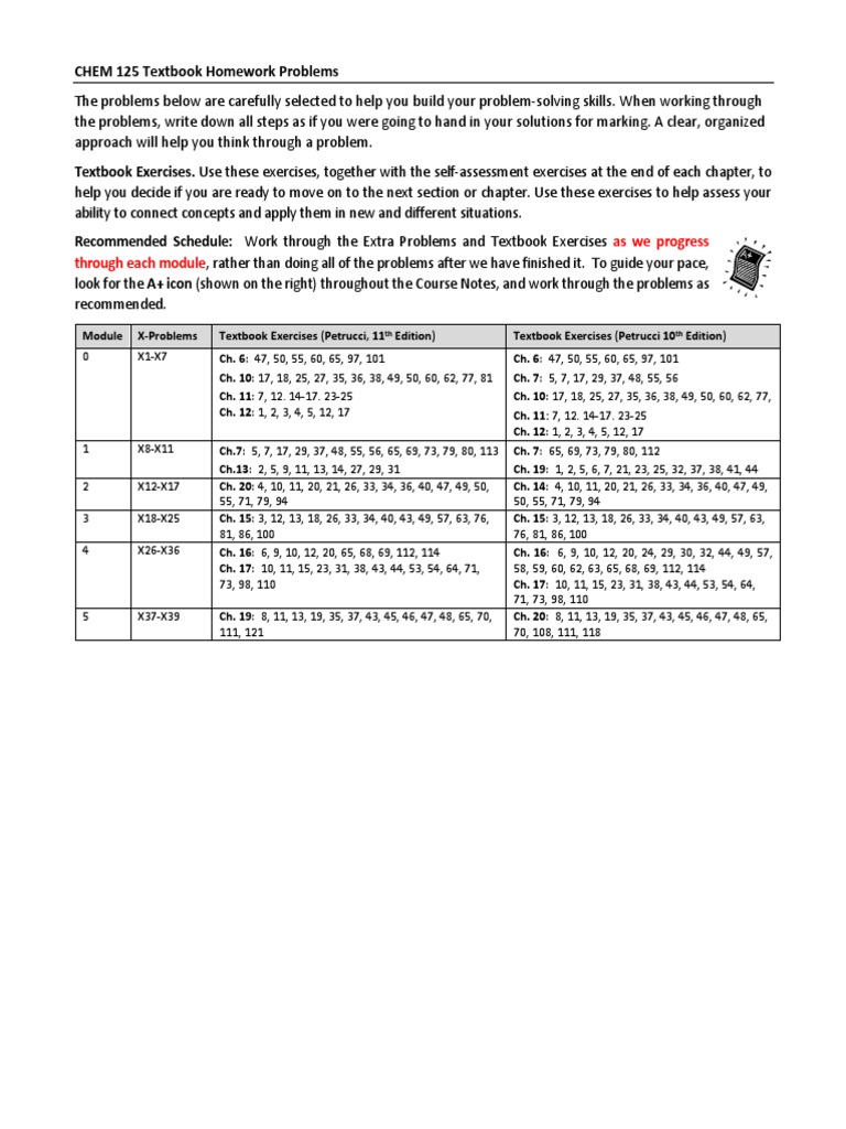 CHEM 125 Textbook Homework Problems | PDF | Cognition | Learning