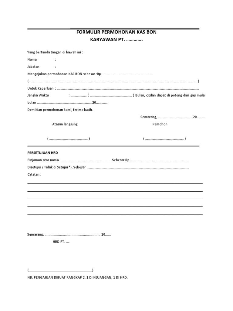 Formulir Permohonan KasBon | PDF