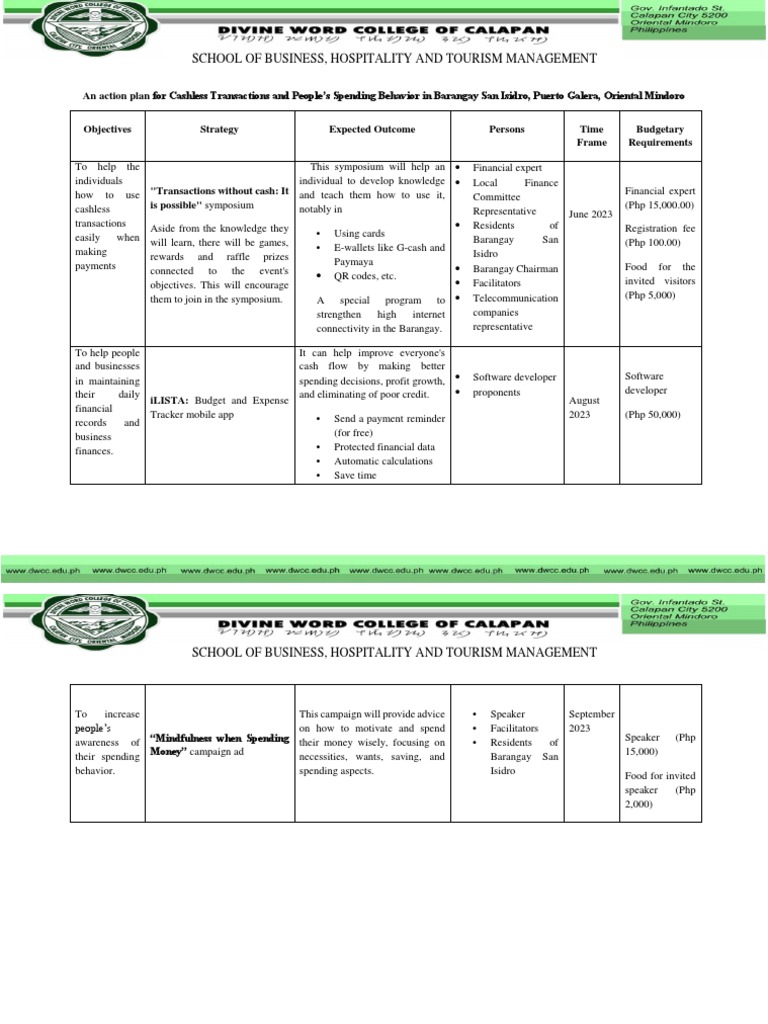 Action Plan Thesis | PDF | Cash | Economies