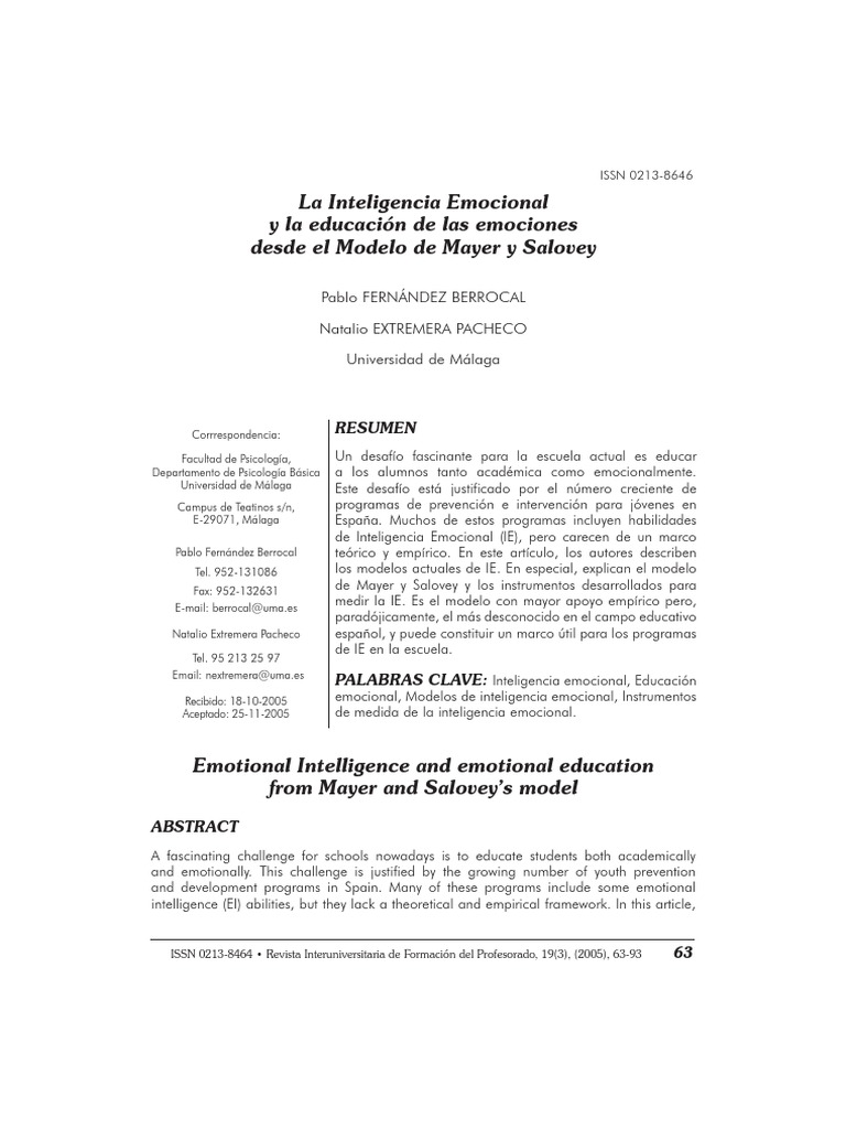 Pdf61modelo De Mayer Salovey Pdf Inteligencia Emocional Las Emociones