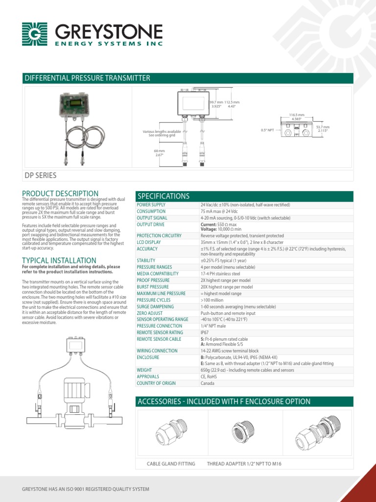 DPT Greystone | PDF | Pressure Measurement | Electrical Engineering