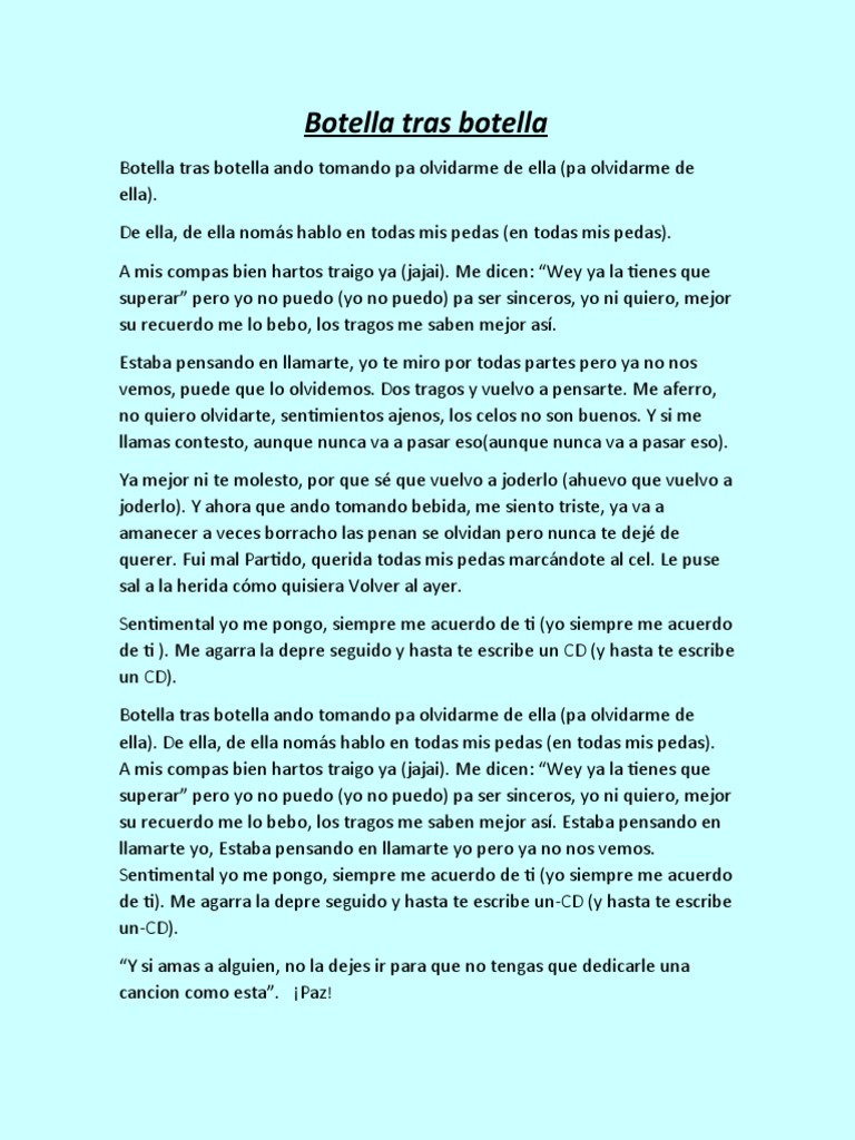 Botella Tras Botella | PDF