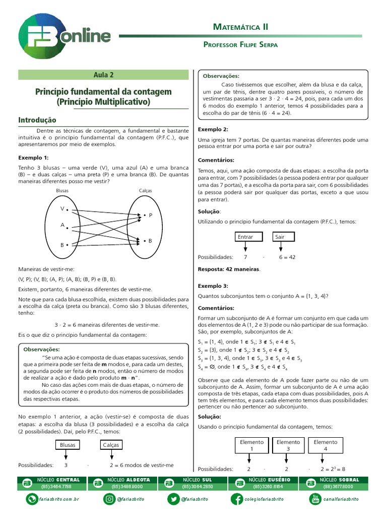 Lista 1 - PFC | PDF | Conjunto (Matemática) | Cartas de baralho