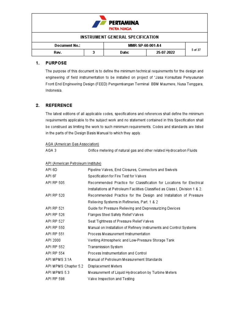 Pages From MMR-SP-60-001-A4 - Rev3 - Instrument General Specification-Signed | PDF | Pipe (Fluid ...