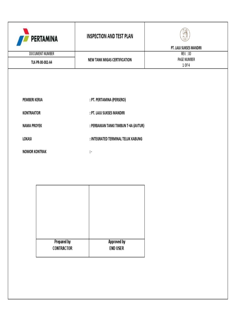 Tlk-Pr-00-002-A4 Itp Storage Tank | PDF