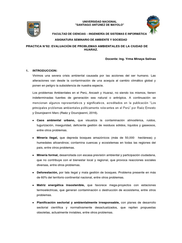 Practica #2 Evaluacion de La Problemática Ambiental Local | PDF | Entorno natural | Riego
