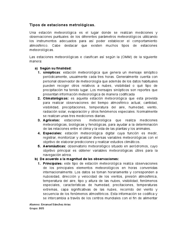 Tipos de Estaciones Meteorológicas | PDF | Meteorología | Herida