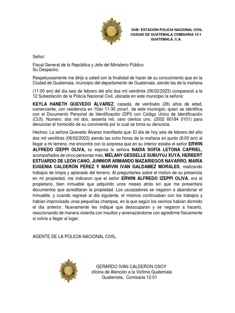 Denuncia MP | PDF | Cumplimiento de la ley | Crimen y violencia