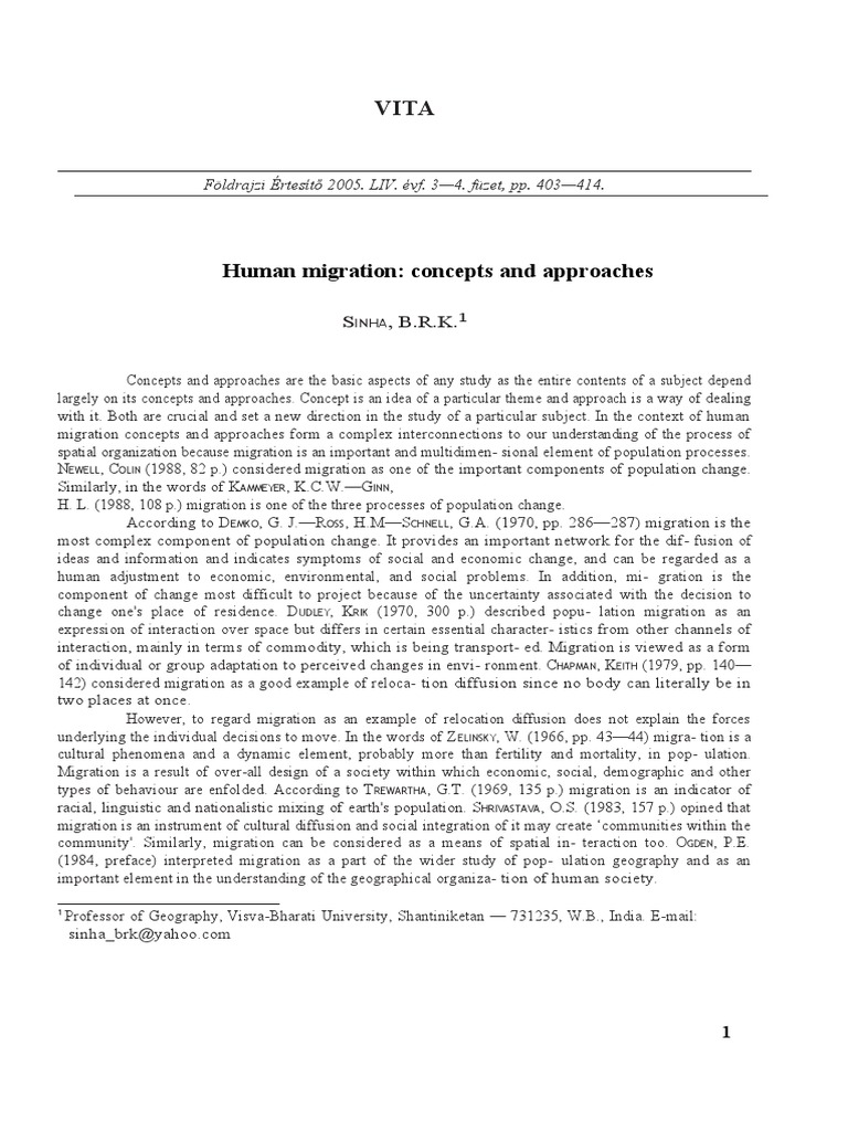 Human Migration Concepts and Approaches | PDF | Human Migration | Geography