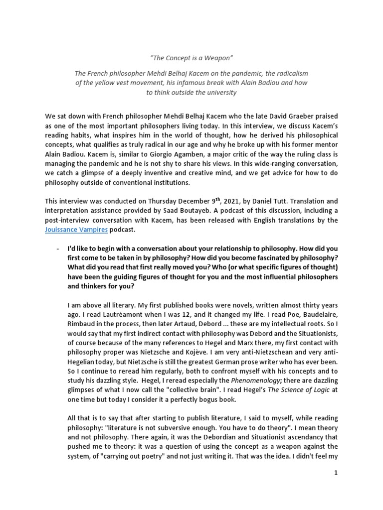 The Concept Is A Weapon | PDF | Communism | Nihilism