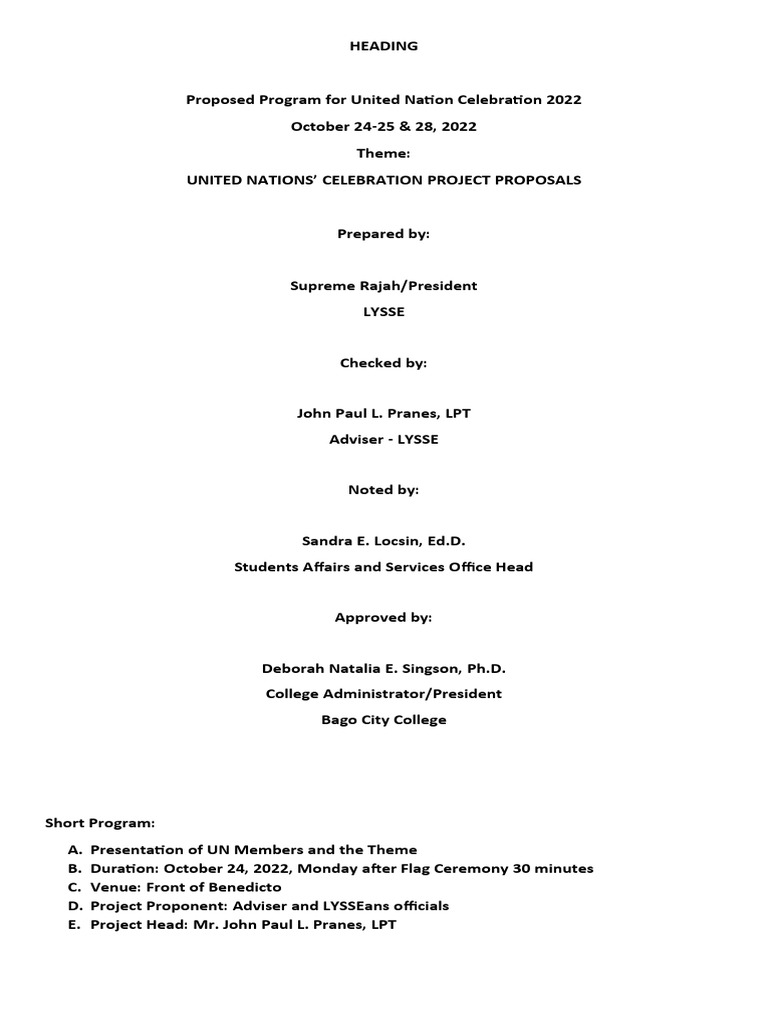 Proposal For UN | PDF | Cognition