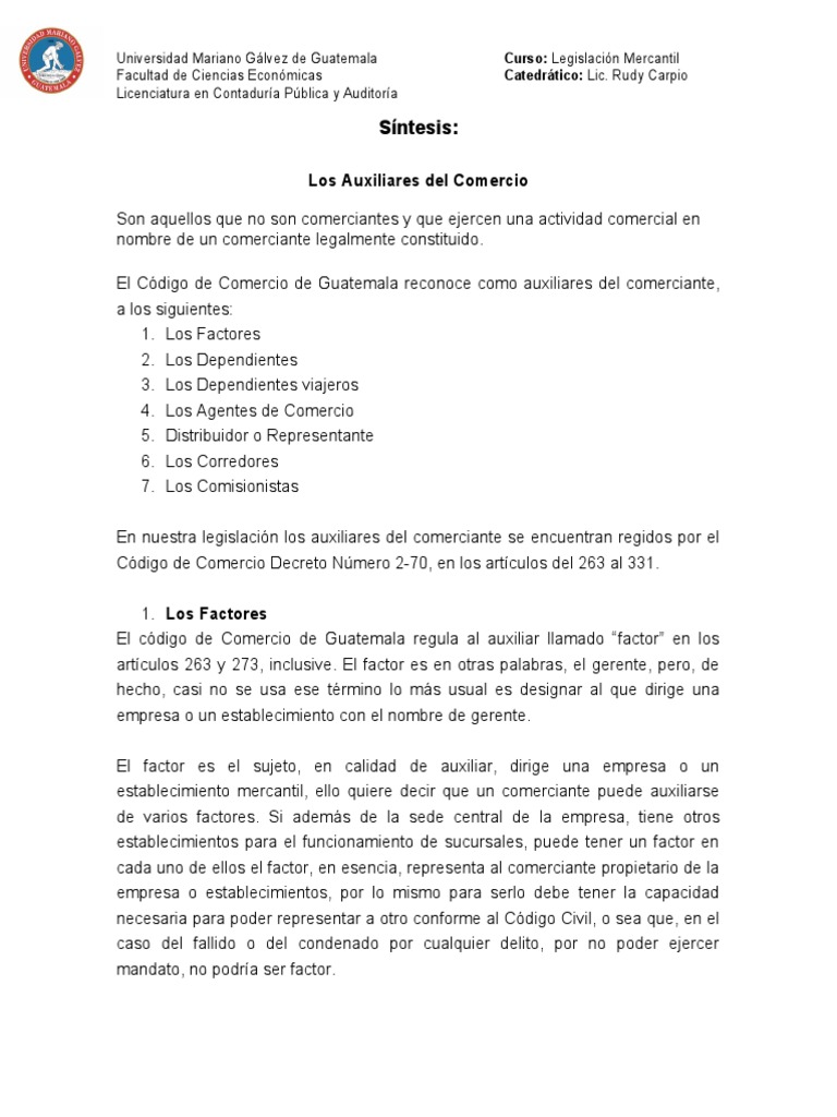 Auxiliares Del Comerciante | PDF | Comercio | Contador