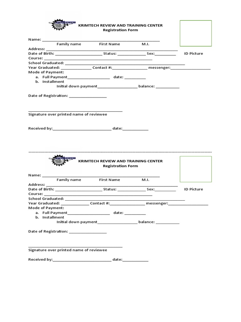 Krimtech Training Registration Form | PDF | Career & Growth