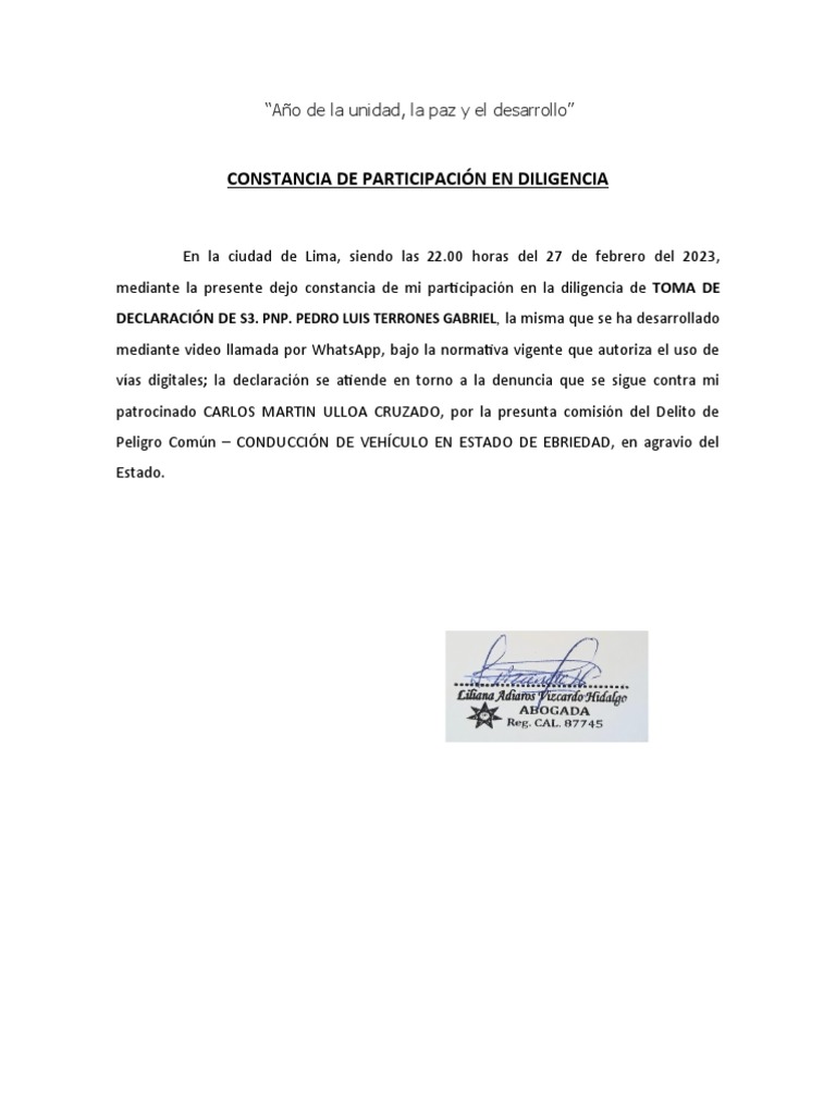 ACTA DE PART. EN DILIGENCIA - S3. PNP. Pedro Luis TERRONES GABRIEL ...