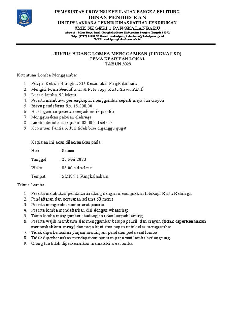 Juknis Lomba Menggambar SD | PDF