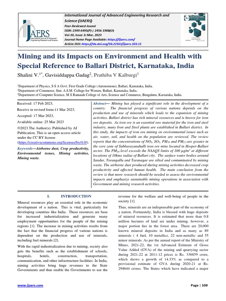 Mining and Its Impacts On Environment and Health With Special Reference ...