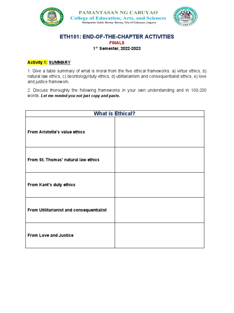 Activity 1 Finals Ethics | PDF