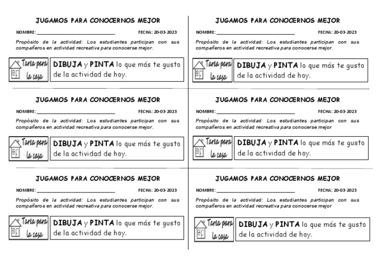 Jugamos Para Conocernos Mejor Ficha Pdf