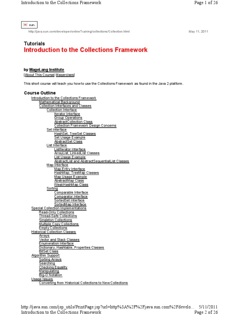 Introduction To The Collections Framework: Tutorials | PDF | Array Data Structure | Method ...