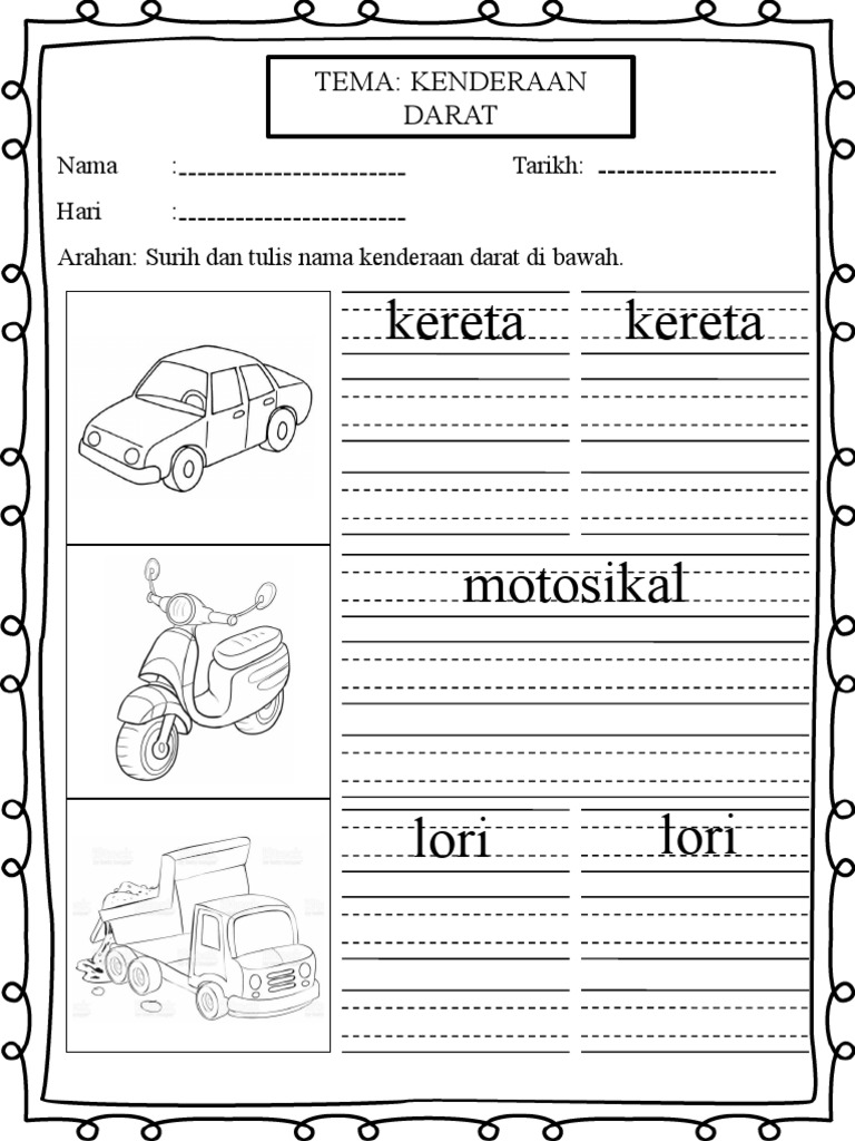 Kereta Kereta: Tema: Kenderaan Darat | PDF
