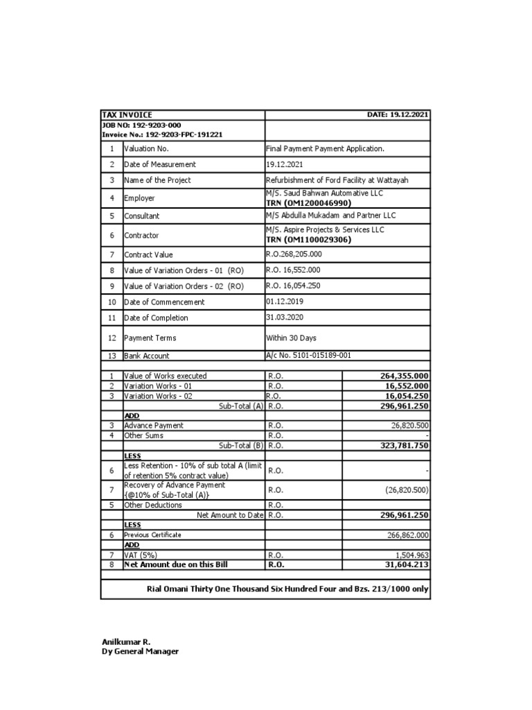 DATE 19 12 2021 JOB NO 192 9203 000 Invoice No 192 9203 FPC 191221