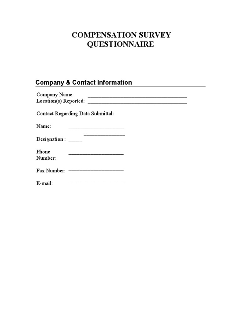 Compensation Survey Questionnaire | PDF