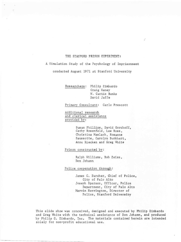 Narration of Prison Experiment | PDF | Prison