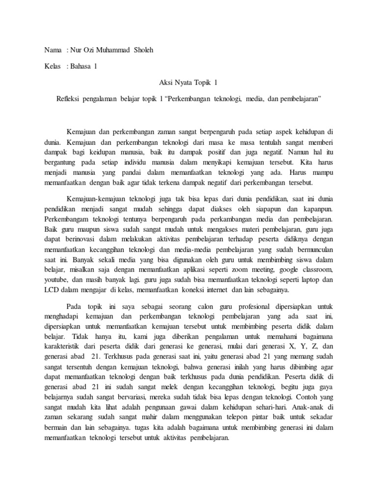 Teknologi Baru Dalam Pengajaran Dan Pembelajaran (Aksi Nyata Topik 1) | PDF