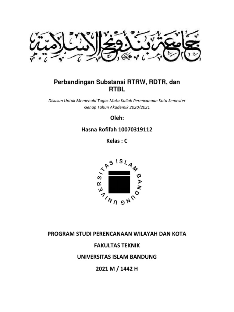 Perbandingan RTRW, RDTR, RTBL | PDF