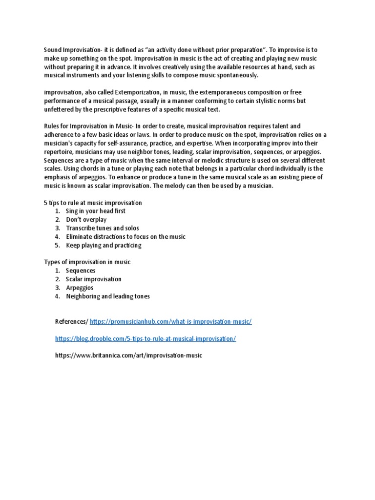 Sound Improvisation- Rules, Tips & Types | PDF