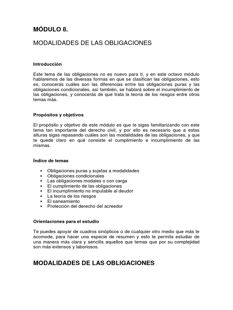 Modalidades de Las Obligaciones | PDF | Pagos | Daños y perjuicios