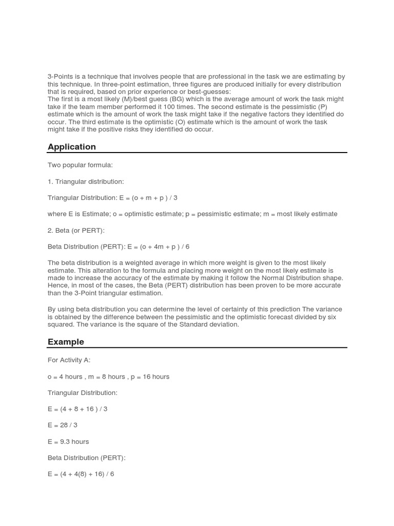 Three Point Estimation | PDF