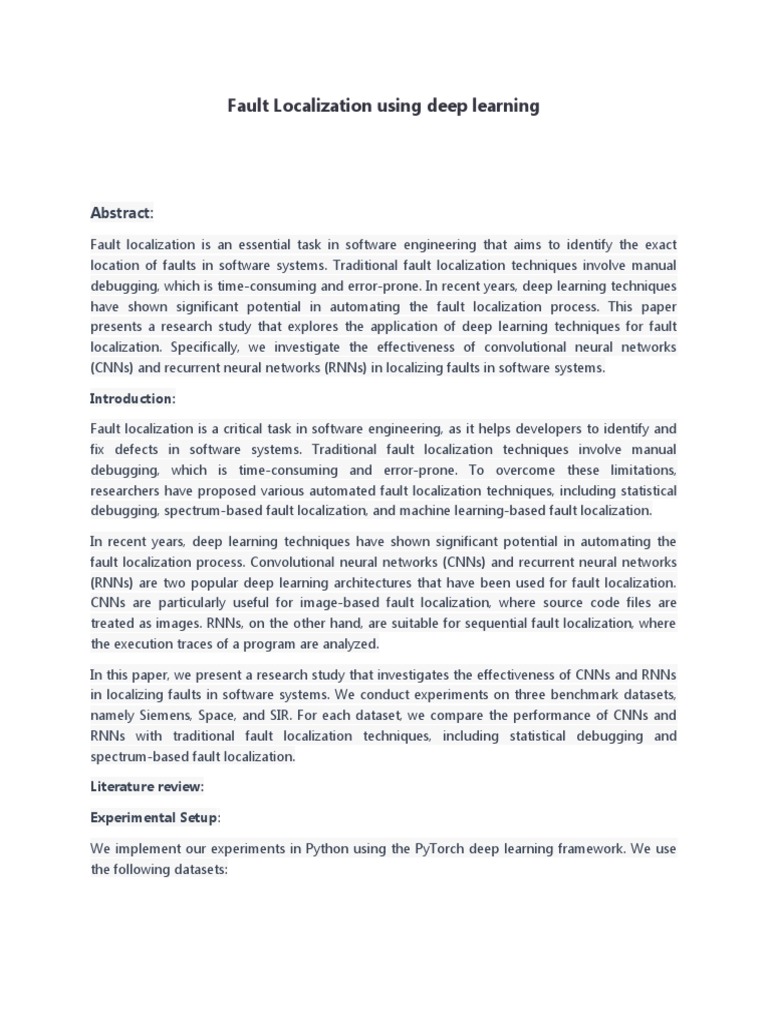 Fault Localization Using Deep Learning Pdf Machine Learning Deep Learning 