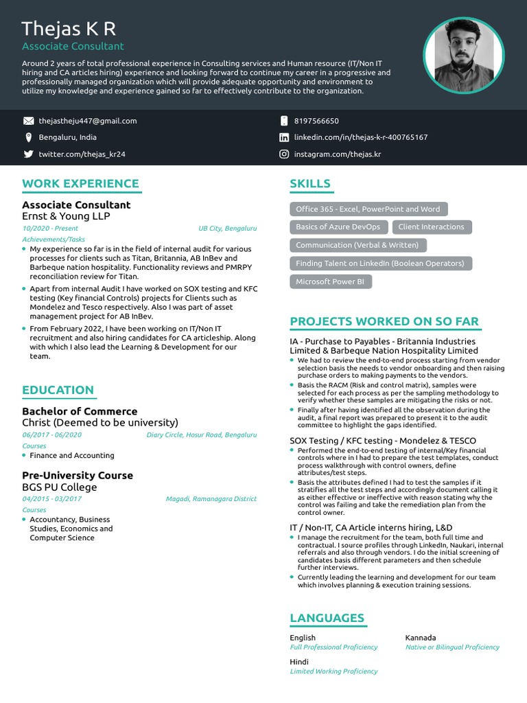 Thejas's Resume PDF | PDF | Recruitment | Consultant