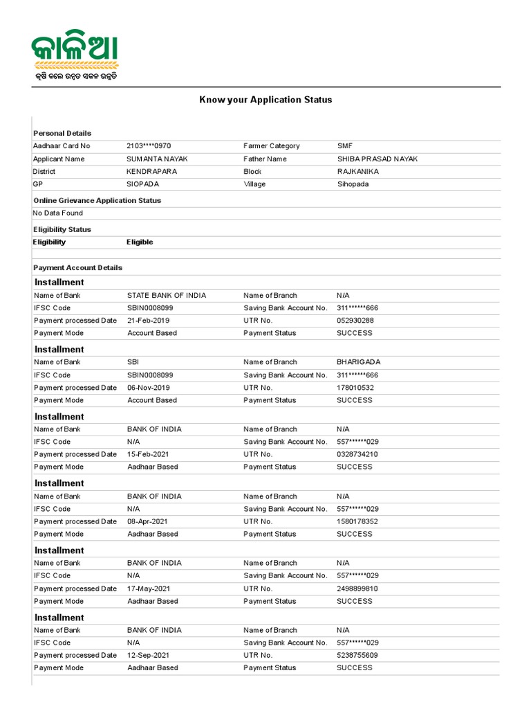 Know Your Application Status: Personal Details | Download Free PDF ...